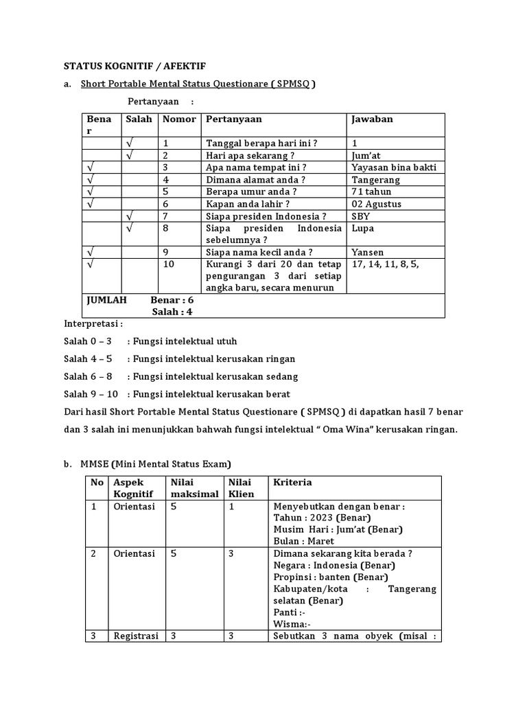 Pengkajian Status Mental | PDF
