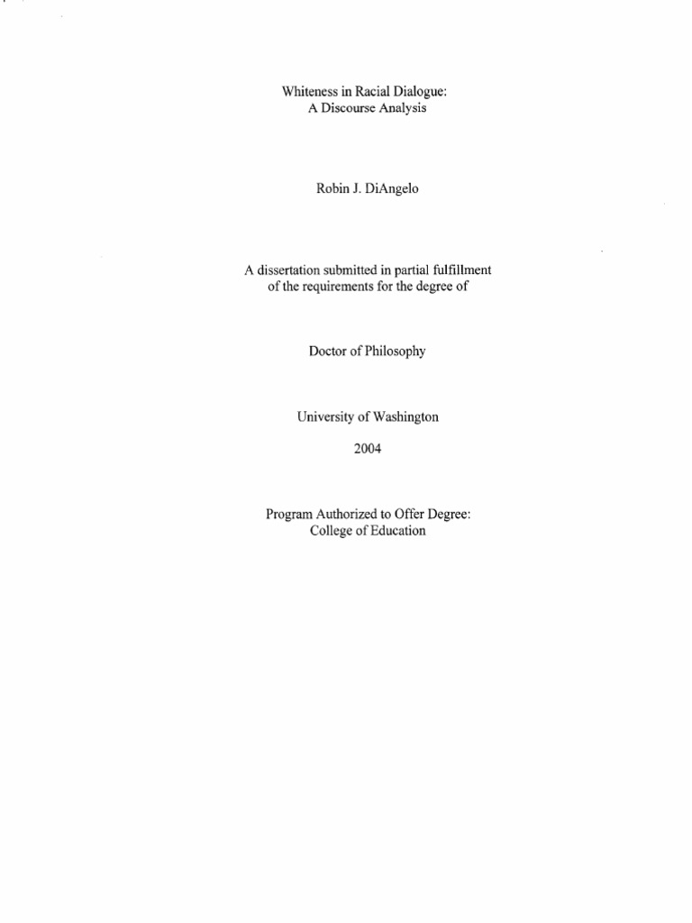 Robin Diangelo's PHD Thesis | PDF