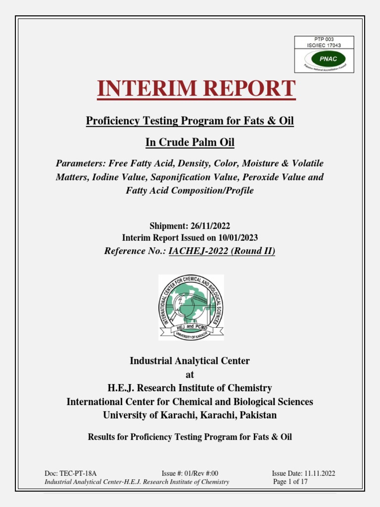 Proficiency Testing for Crude Palm Oil | PDF | Titration | Chemistry