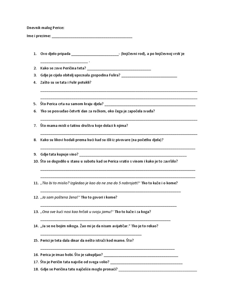 Dnevnik Malog Perice | PDF