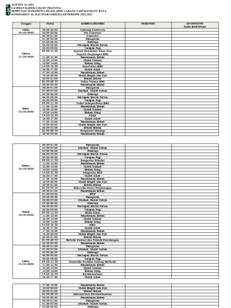 Agenda LK I HMI Cabang Labuhanbatu Raya | PDF Agenda LK I HMI Cabang Labuhanbatu Raya | PDF