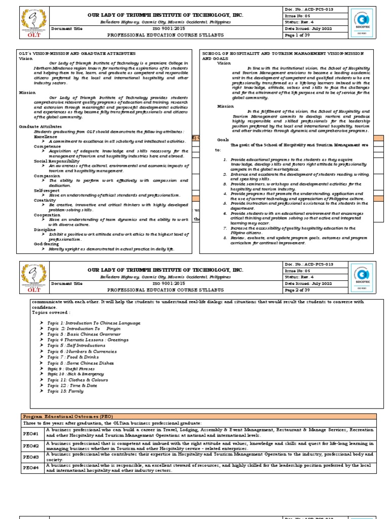 TPC 4 - HPC 4 (FOREIGN LANGUAGE 1) SYllabus | PDF | Pinyin | Standard Chinese
