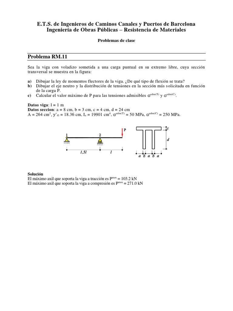 Practicas de Clase - RM16 - Flexion PDF | PDF | Viga (Estructura) | Doblar