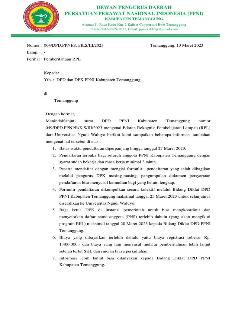 Pemberitahuan RPL PDF | PDF