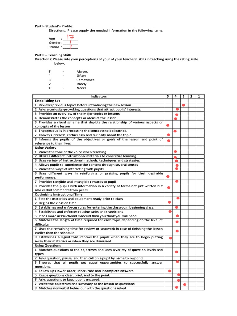 Sample Questionnaire | PDF | Learning | Reinforcement