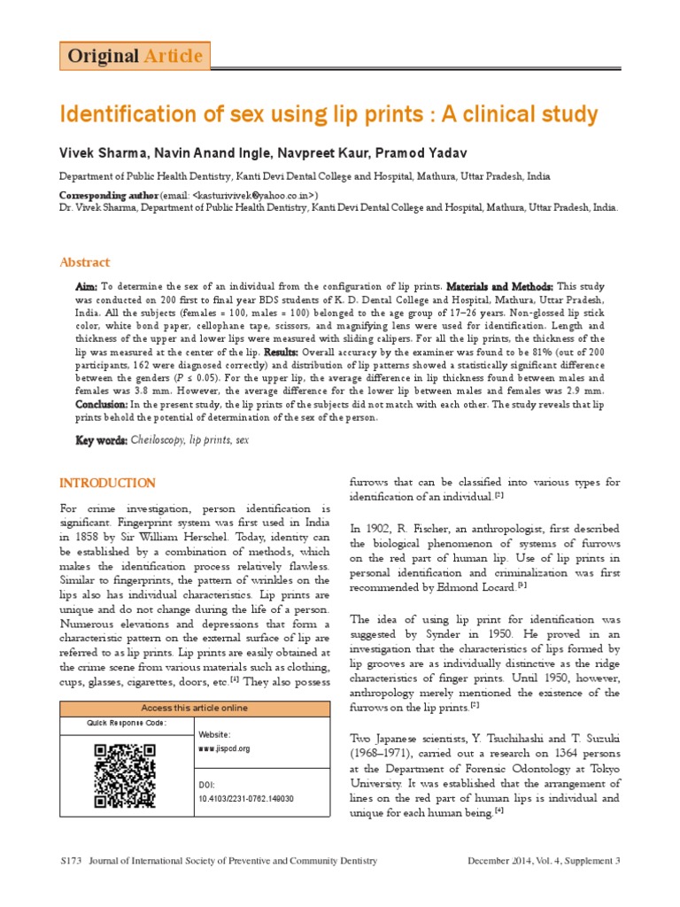 Identification Of Sex Using Li Pdf Pdf Fingerprint Forensic Science