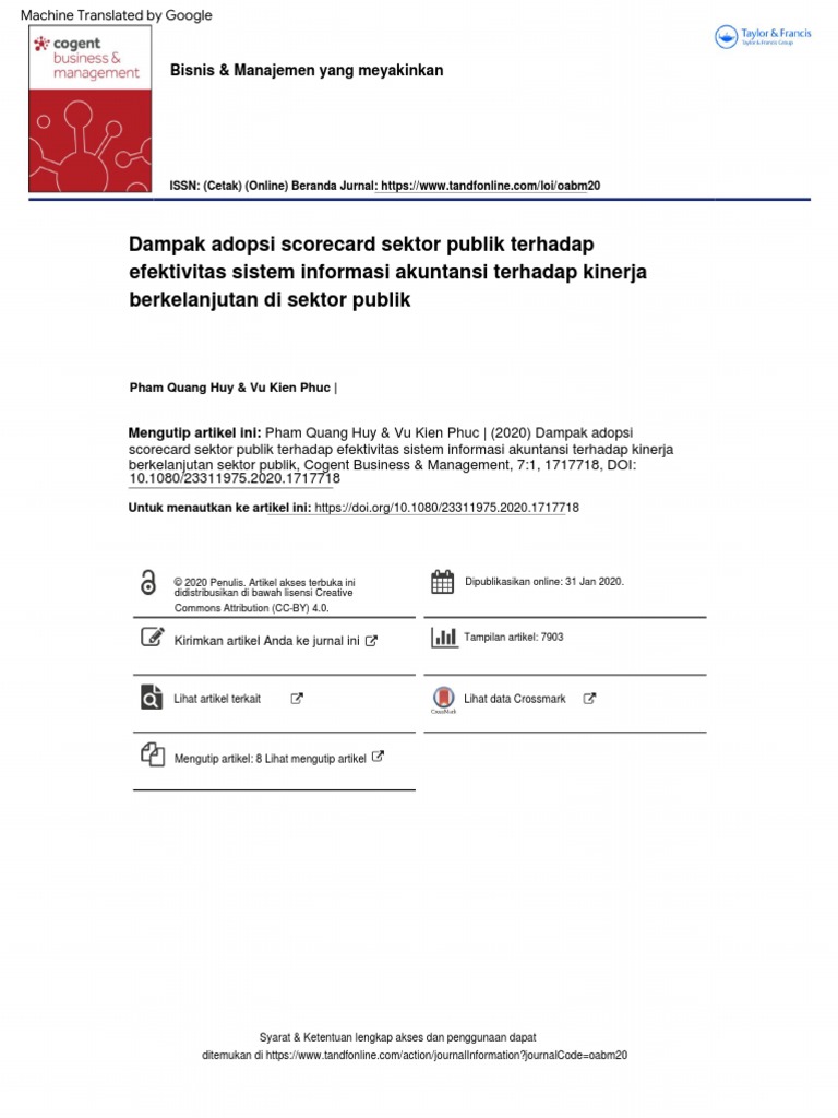 The Impact Of Public Sector Scorecard Adoption On The Effectiveness Of Accounting Information