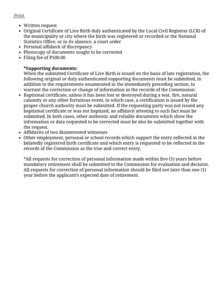 Correction of Personal Information | PDF