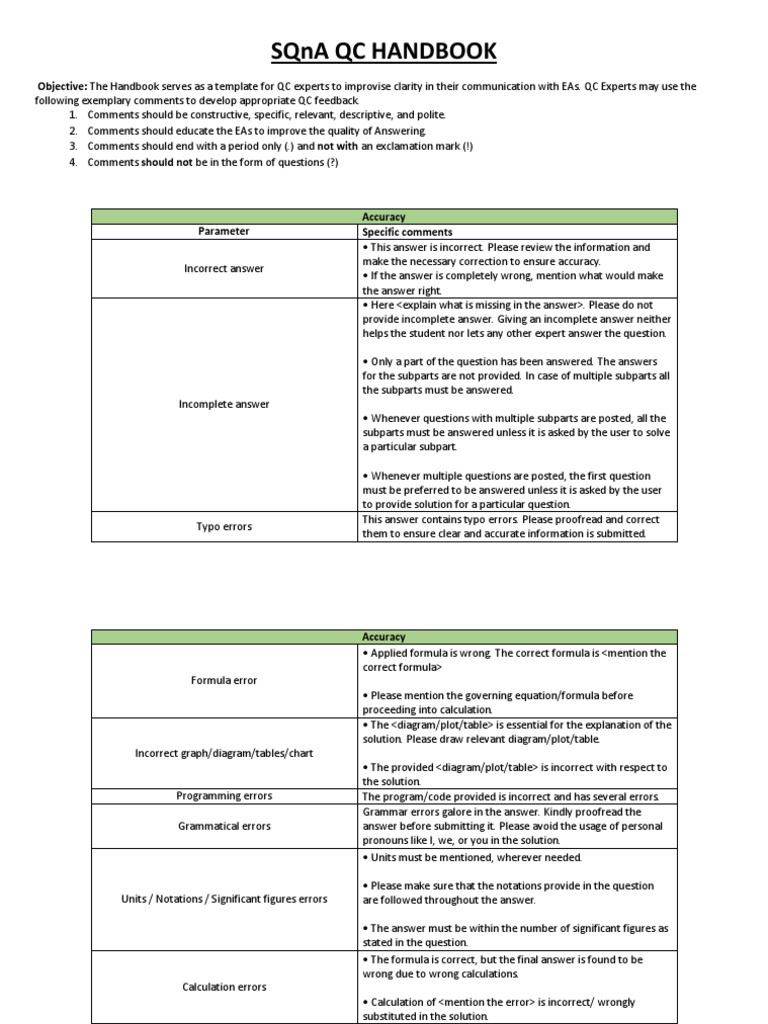 SQnA QC Handbook | PDF | Information | Accuracy And Precision