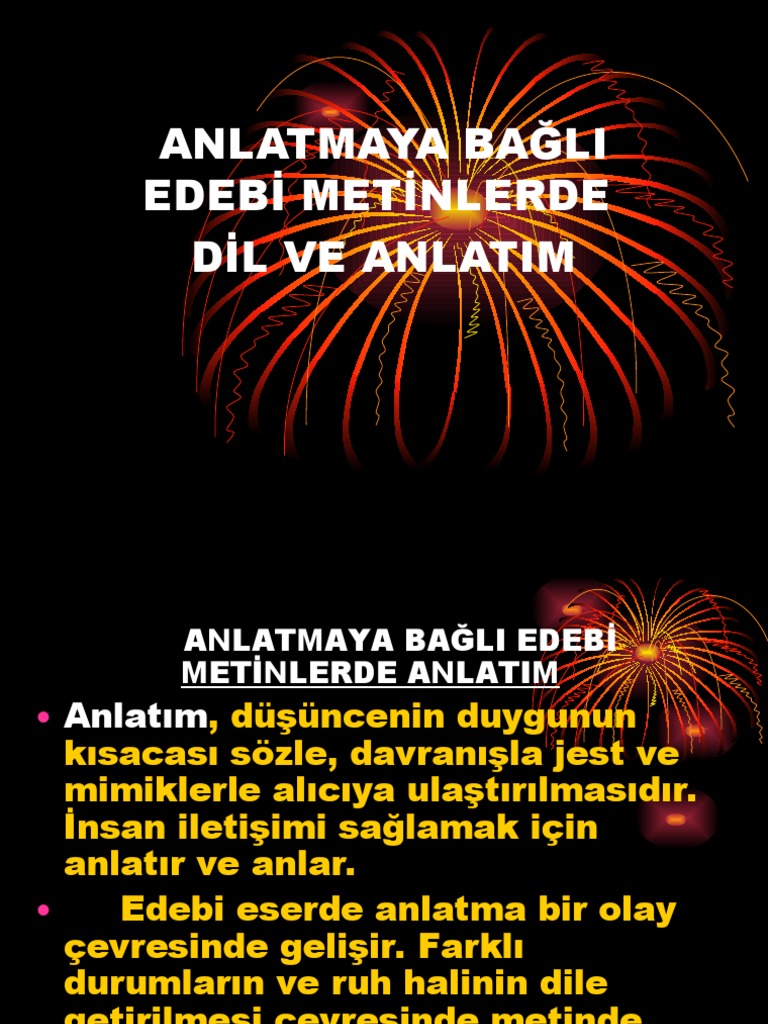Anlatmaya Bagli Edebi Metinlerde Dil Anlatim | PDF