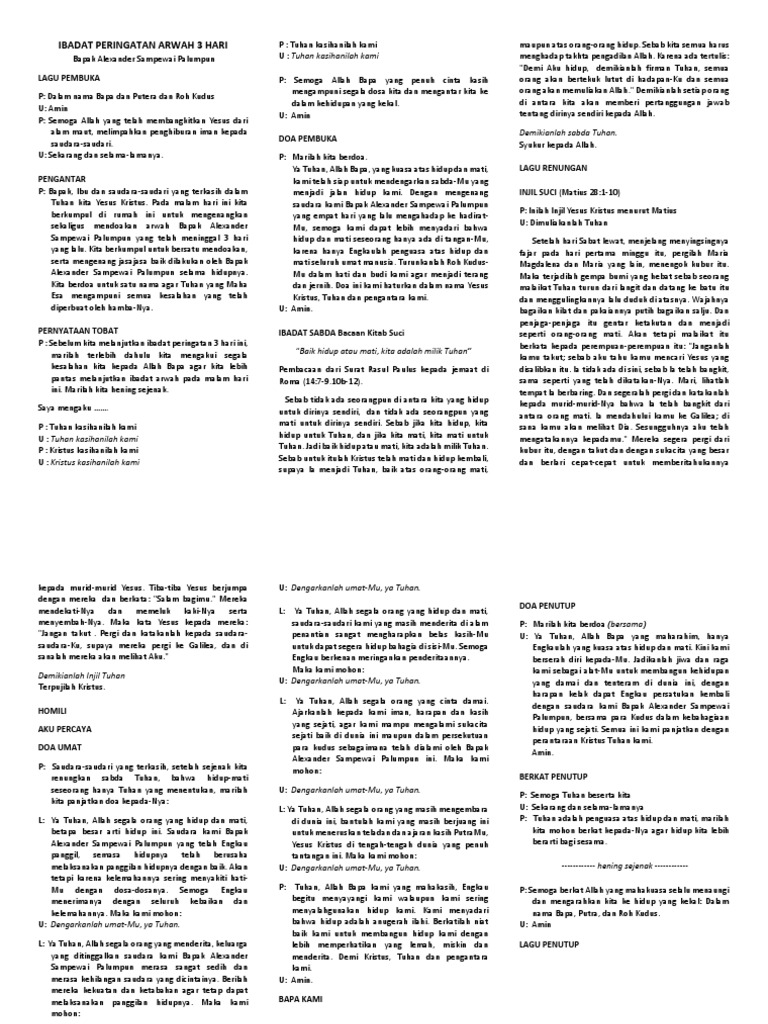 Ibadat Peringatan Arwah 3 Hari | PDF