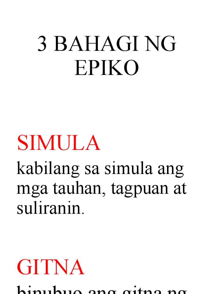 3 Bahagi NG Epiko | PDF