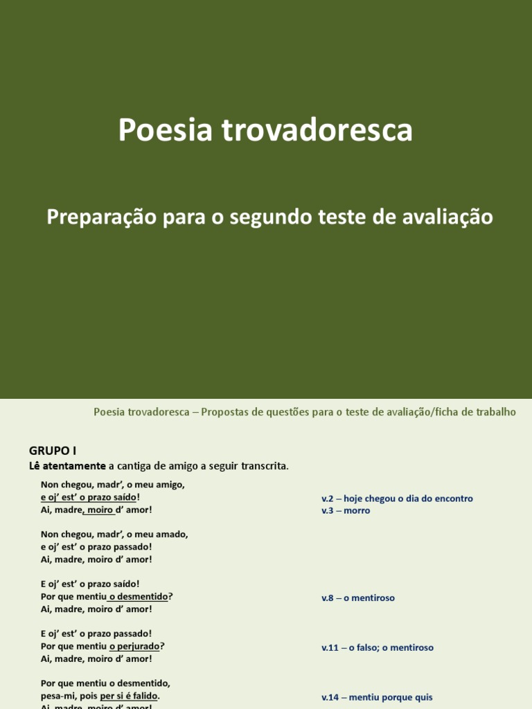 Poesia trovadoresca – Análise formal e temática | PDF | Amor | Poesia