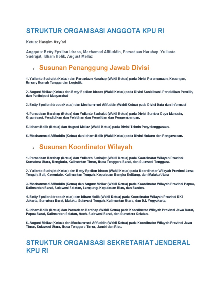 Struktur Organisasi KPU RI 2024 | PDF | Ilmu Sosial