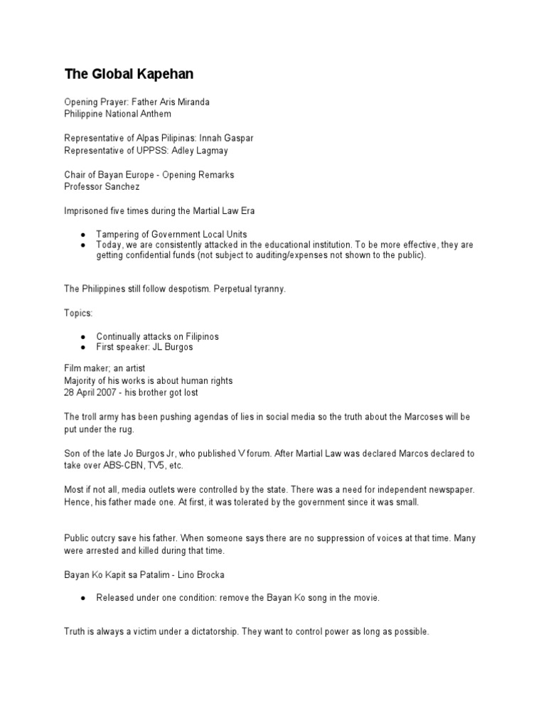 The Global Kapehan Notes | PDF | Philippines