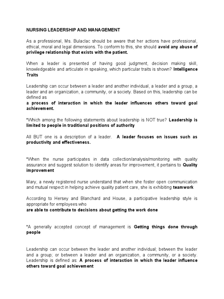 Nlam Finals | PDF | Leadership | Nursing