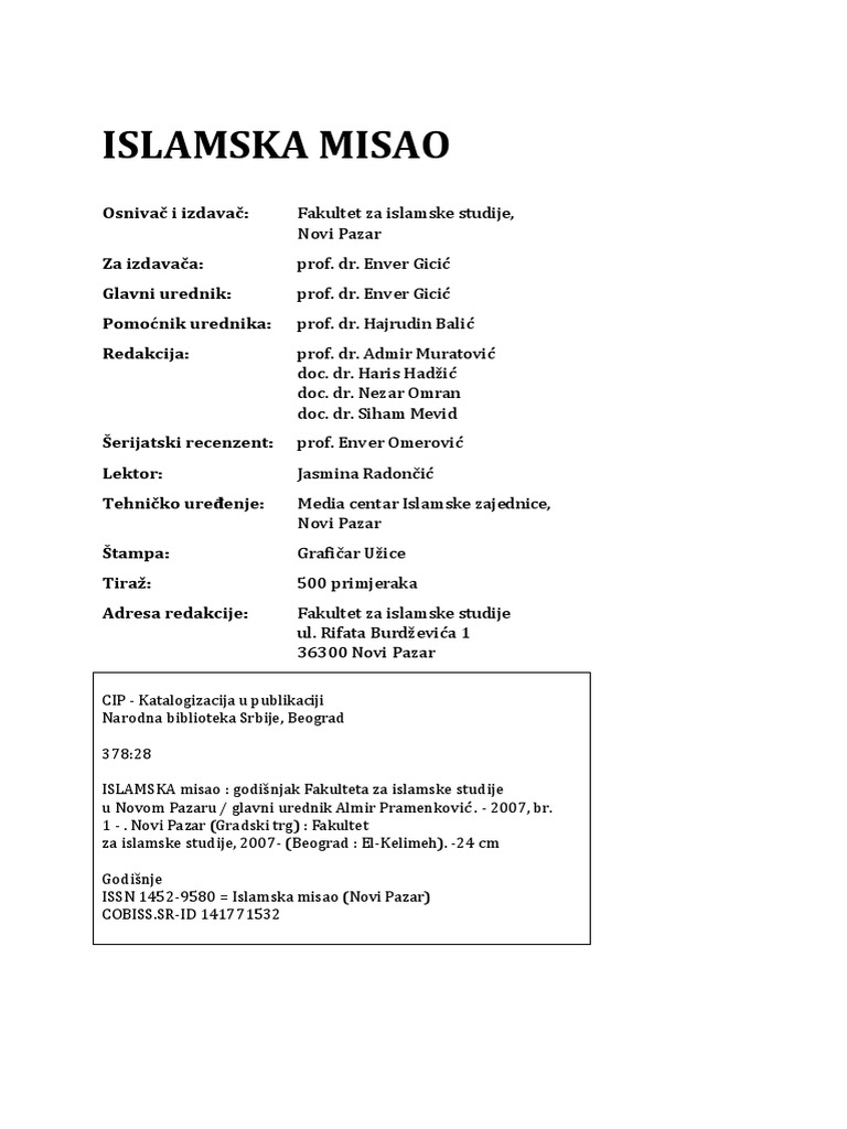 Ismail Palic, Loša Hutba - U Čemu Sam Pogriješio | PDF