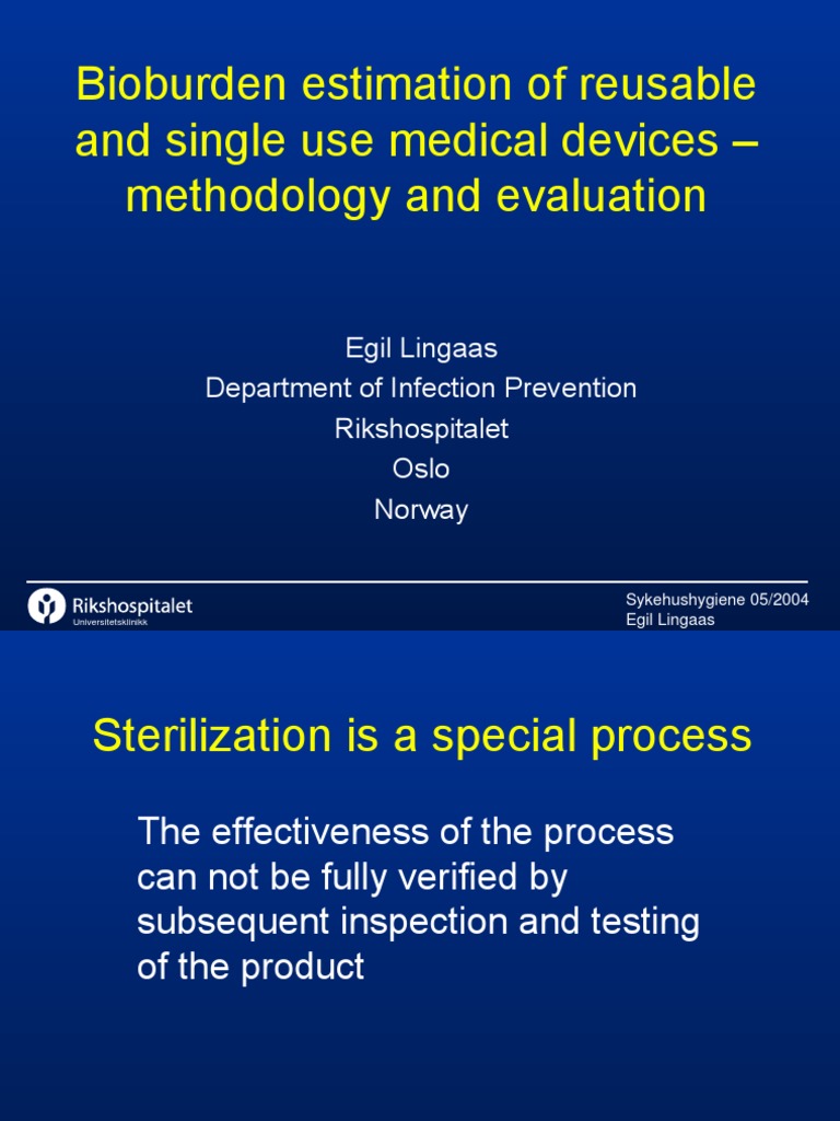 Bioburden Estimation of Reusable and Single Use Medical Devices | PDF ...