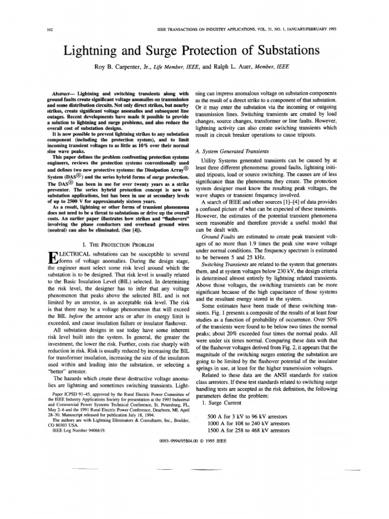 Lightning and Surge Protection of Substations: Abstract | PDF ...