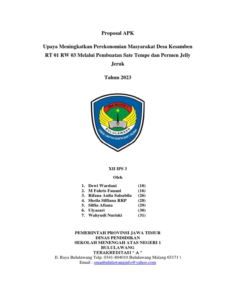 Proposal APK Sosiologi - Kelompok 1 (Besar) - XII IPS 3 | PDF