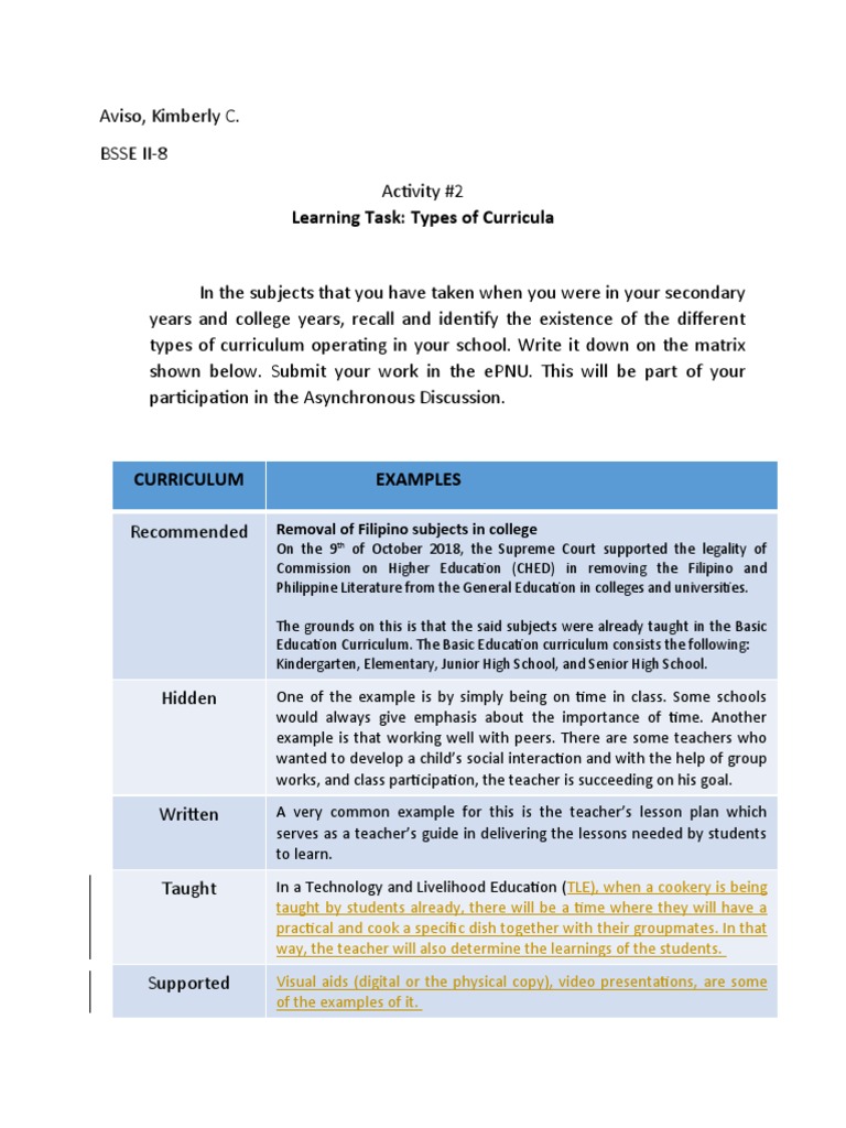Asynchronous Activity #2 - Aviso | PDF | Curriculum | Teachers