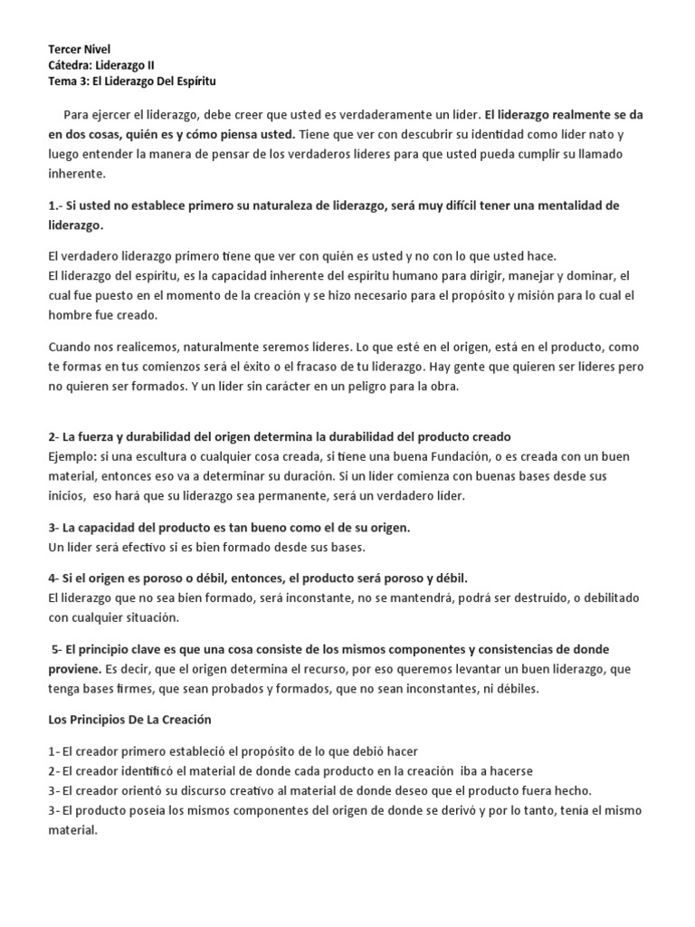 Liderazgo del Espíritu y Autenticidad | PDF | Liderazgo | Amor