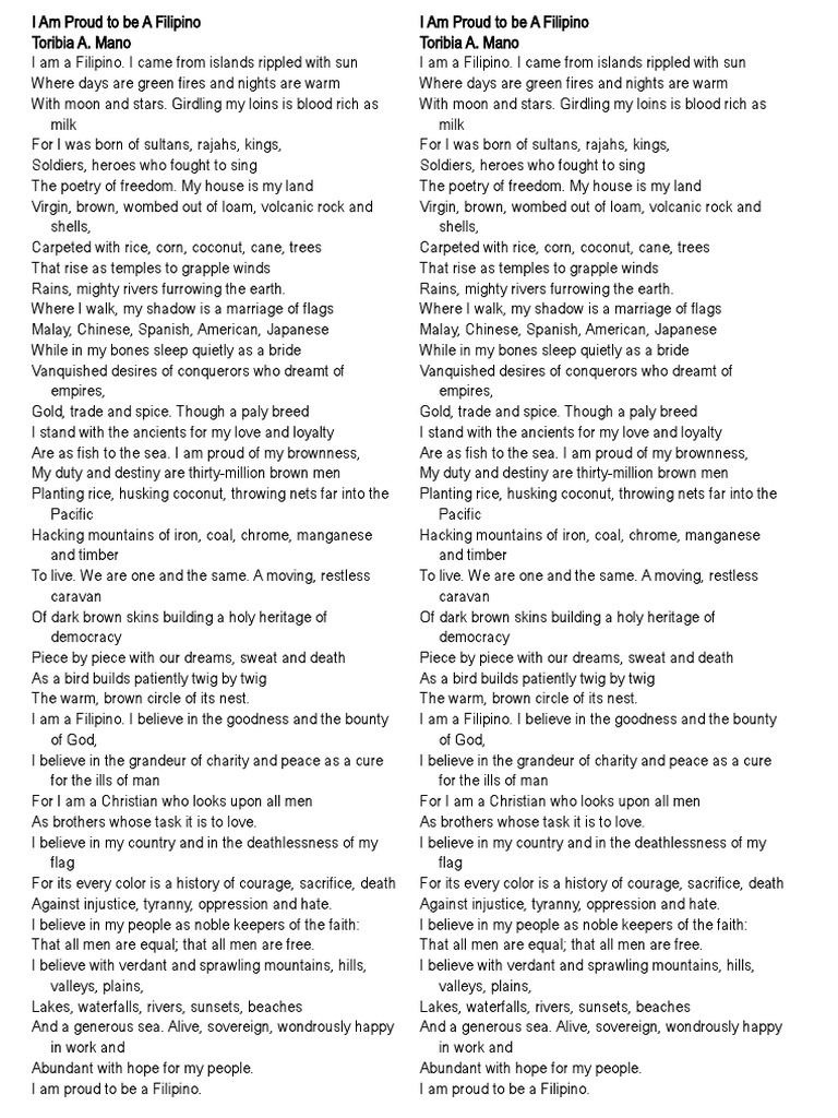 Proud to Be a Filipino Poem | PDF | Poetry