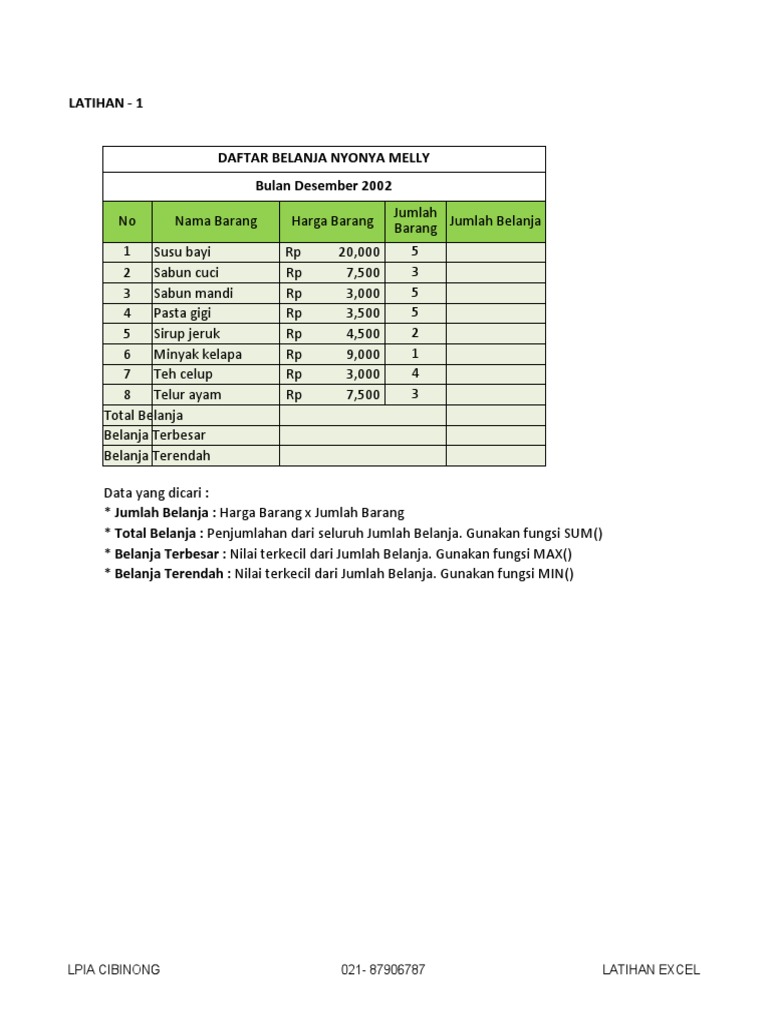 Latihan Soal Excel 9-5 | PDF