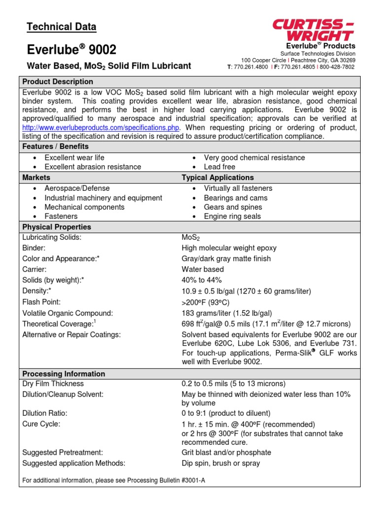 Everlube 9002 TDS | Download Free PDF | Wear | Paint