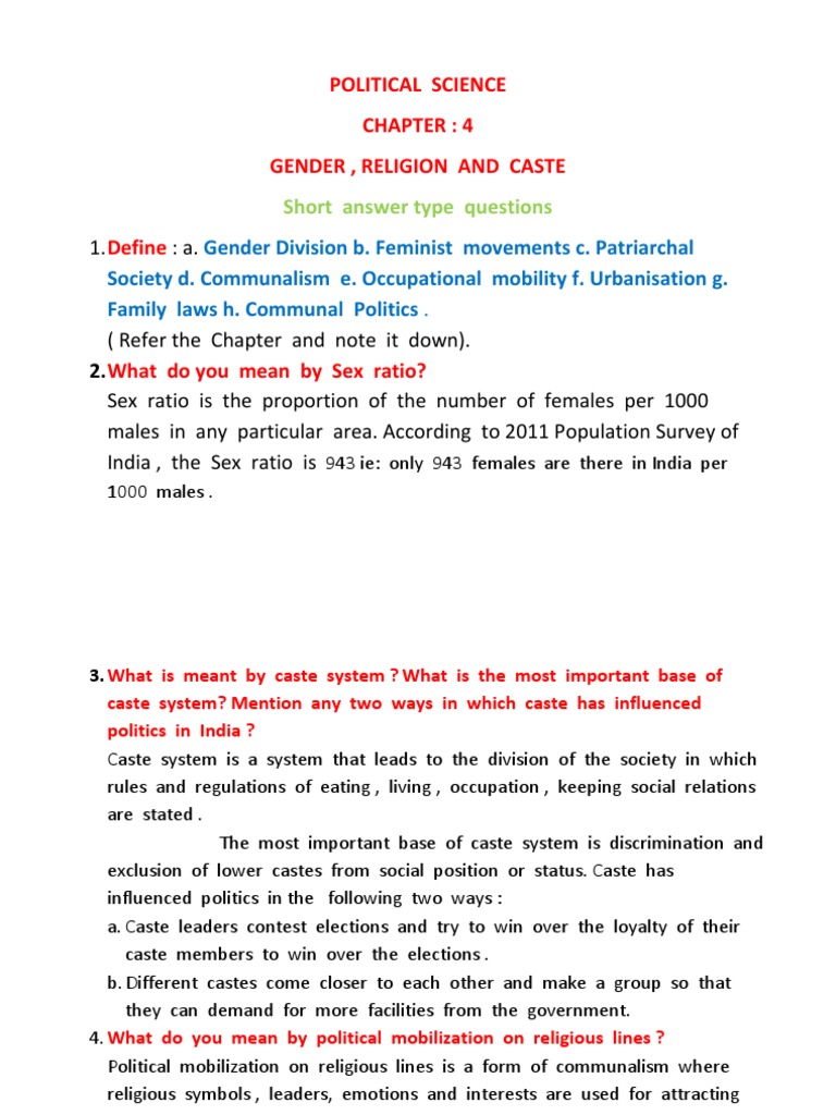 Gender, Religion, and Caste in Politics | PDF | Secularism | Caste