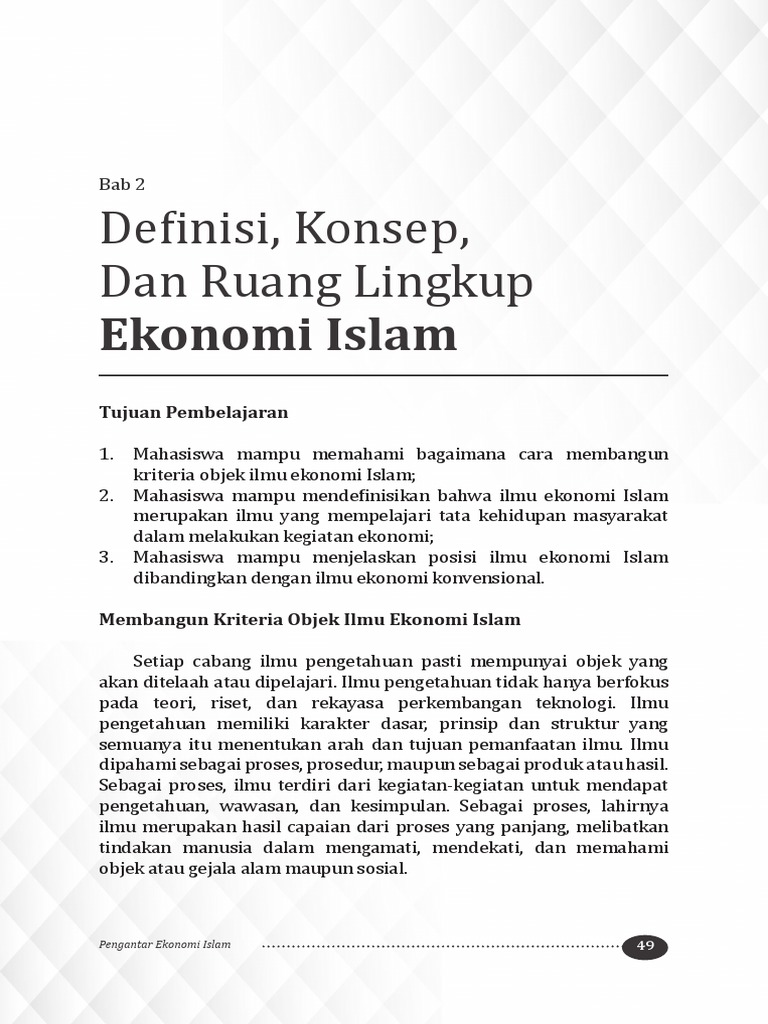 Bab 2 - Definisi, Konsep, Dan Ruang Lingkup Ekonomi Islam PDF | PDF
