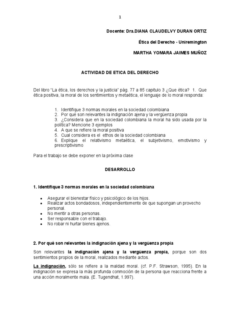 Taller 2 Etica Del Derecho | PDF | Instituciones sociales | Etica Aplicada