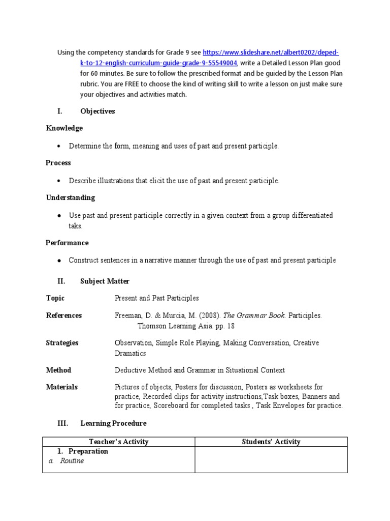 Kuya's Daily Tasks: Learning Present and Past Participles through Interactive Classroom ...
