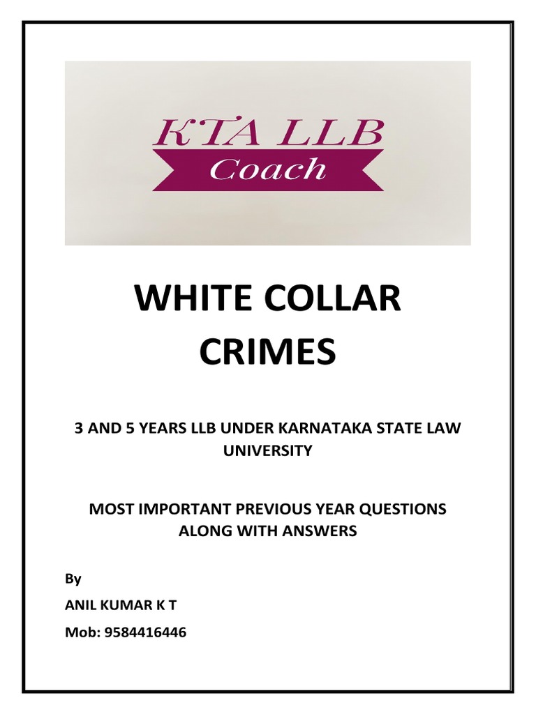 KSLU White Collar Crime Exam Guide | PDF | Taxes | Deviance (Sociology)