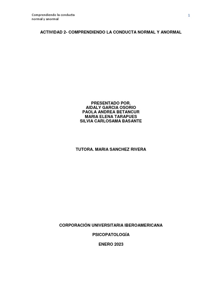Conducta Normal y Anormal en Psicología | PDF | Psicopatología ...