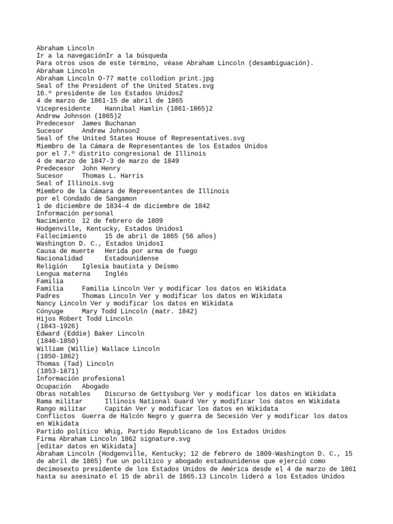 Biograohy Abr | PDF | Abraham Lincoln | Unión (guerra civil americana)