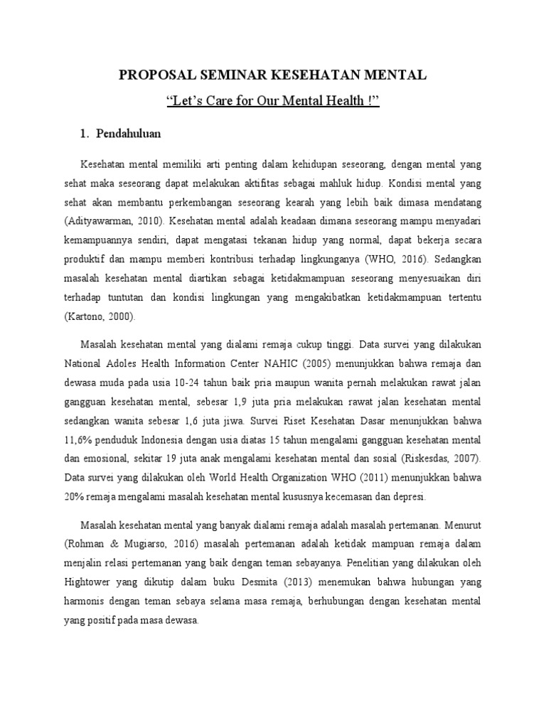 Proposal Seminar Kesehatan Mental | PDF Proposal Seminar Kesehatan Mental | PDF