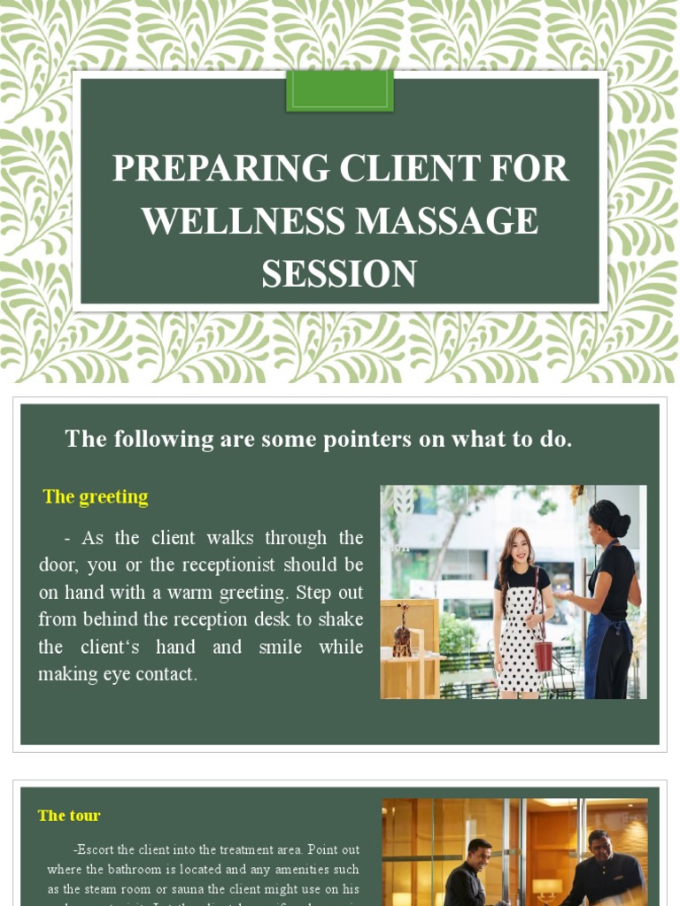 Prepare Client For Wellness Massage Session | PDF | Massage | Spa