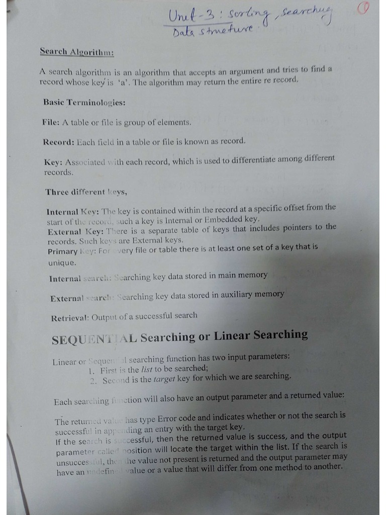 Unit 3 (Searching and Sorting) PDF | PDF Unit 3 (Searching and Sorting) PDF | PDF