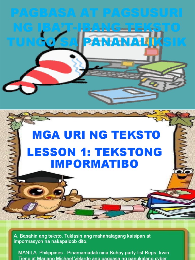 Pagbasa at Pagsusuri Lesson 1 | PDF