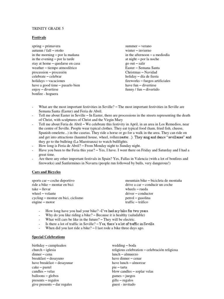 Trinity Grade 5 | PDF | Leisure