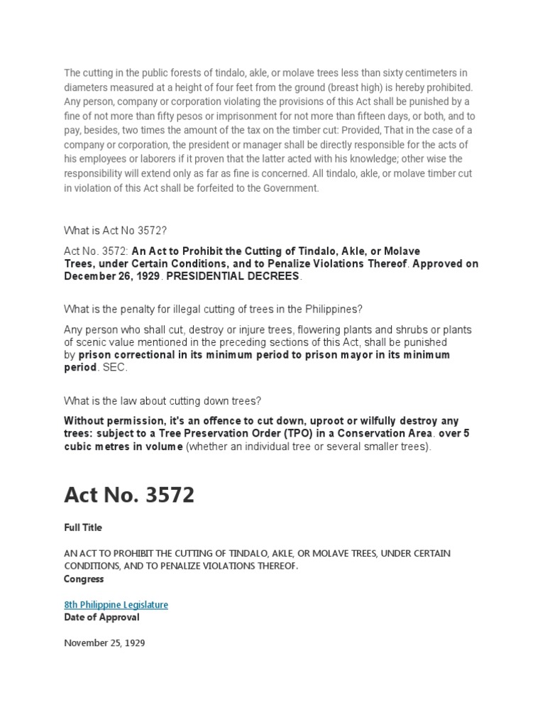 Act 3572 | PDF | Fine (Penalty) | Trees