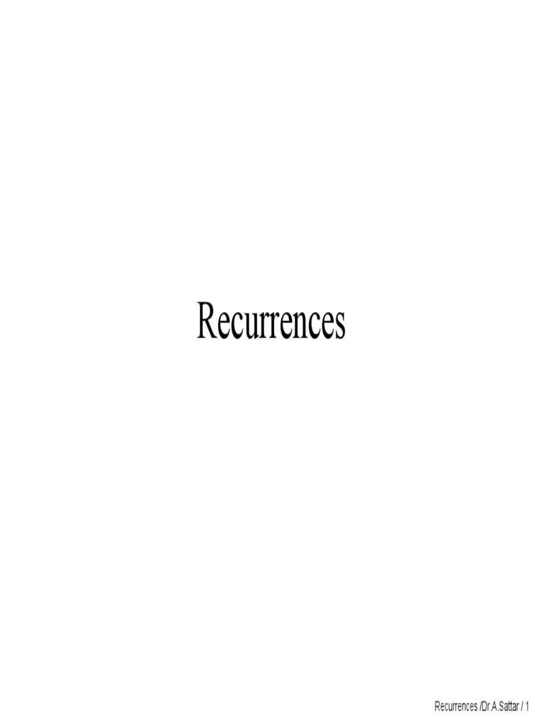Recurrences 2 Pdf Recurrence Relation Equations