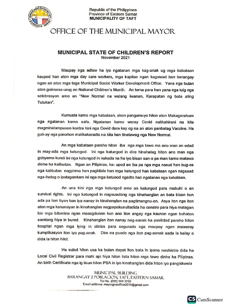 signed municipal state of the children's report | PDF