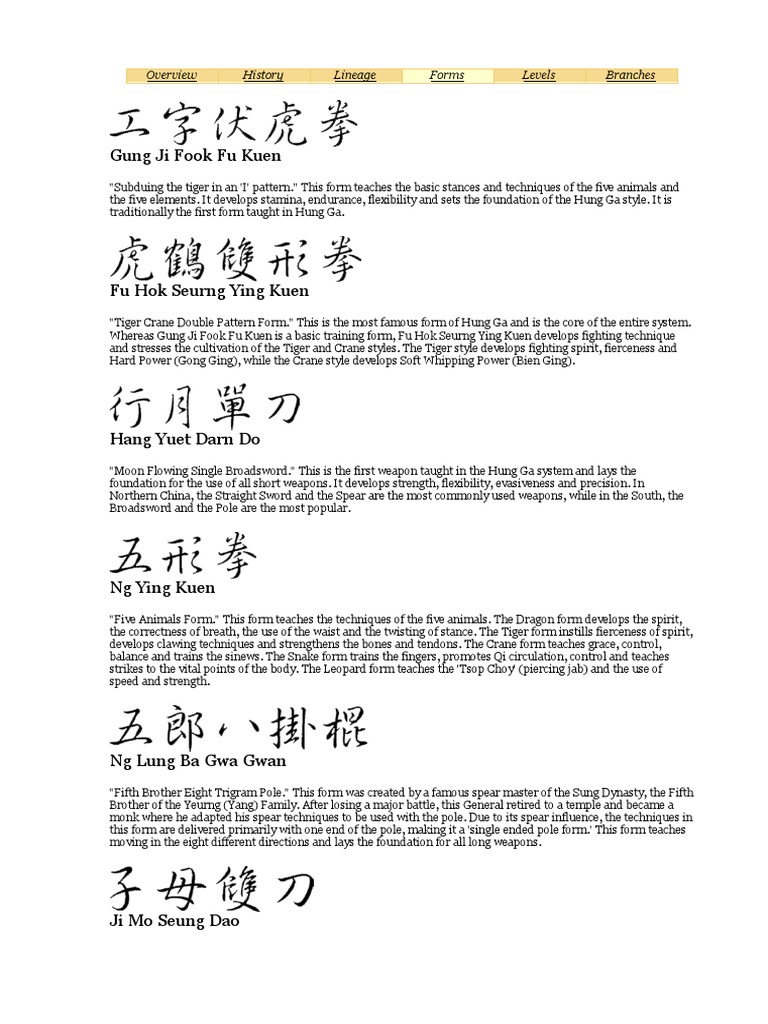 Hung Gar Forms Styles | PDF | Chinese Martial Arts | East Asian Martial ...