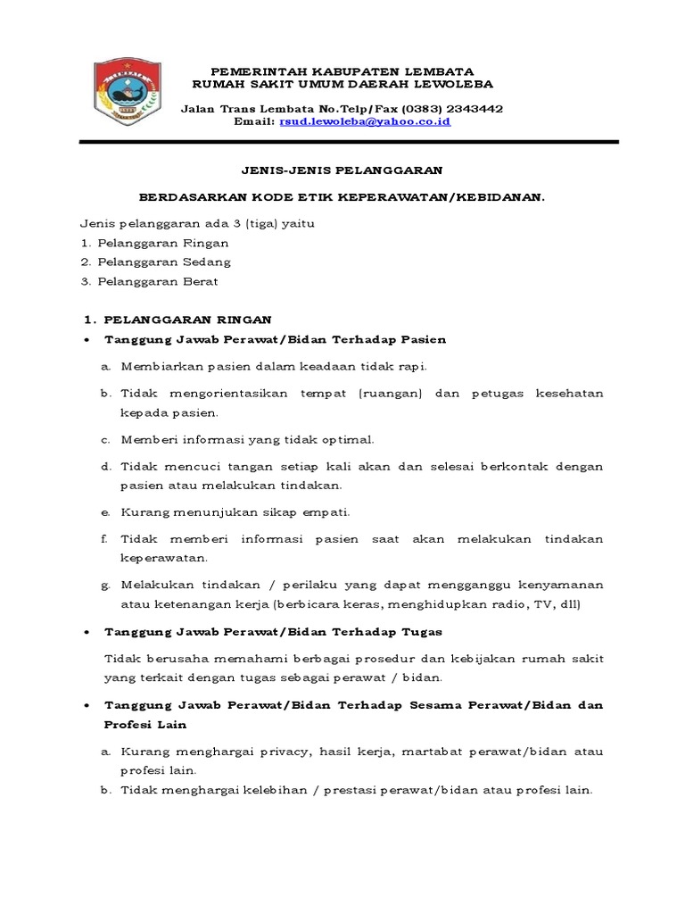 Jenis2 Pelanggaran Etik Disiplin Profesi | PDF | Kesehatan Holistik ...