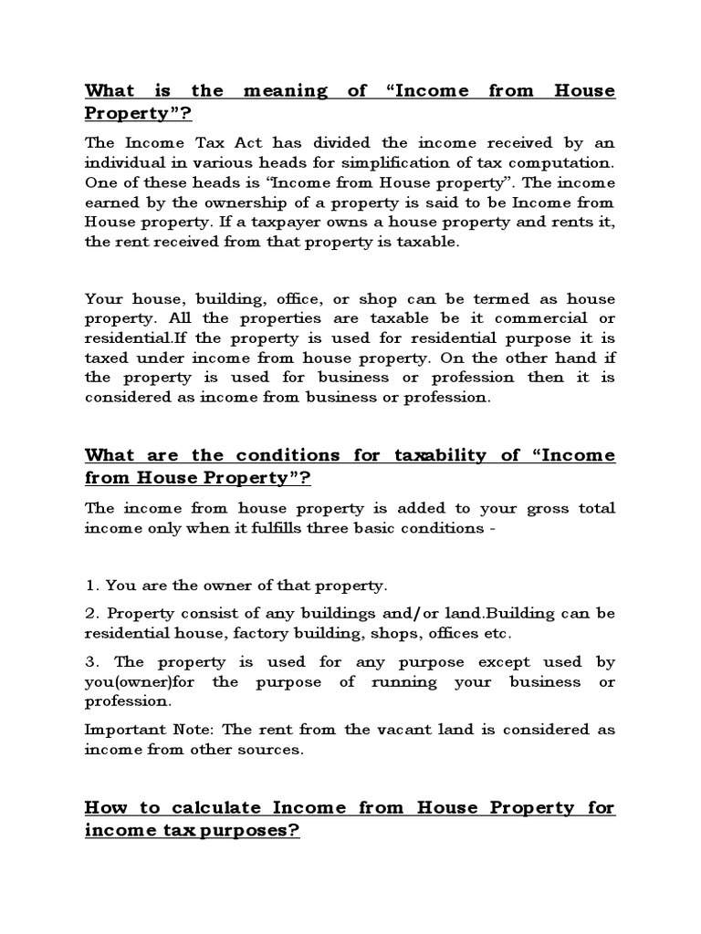 Understanding Income from House Property | PDF | Tax Deduction | Income Tax