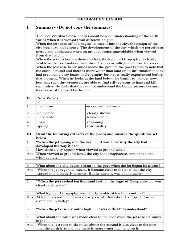 GEOGRAPHY LESSON Notes | PDF