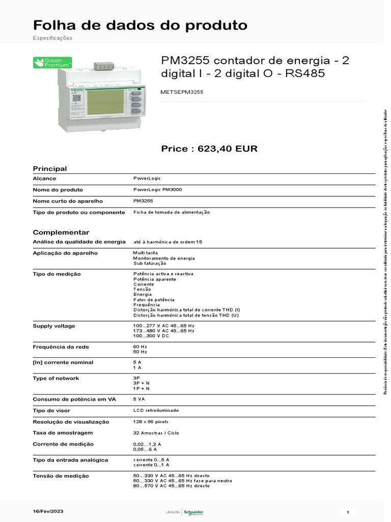 PowerLogic Série PM3000 - METSEPM3255 | PDF | Engenharia Elétrica ...