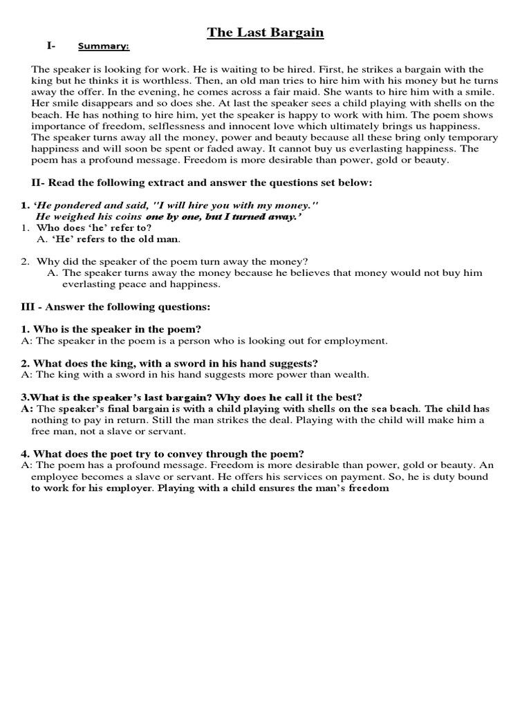 The Last Bargain | PDF